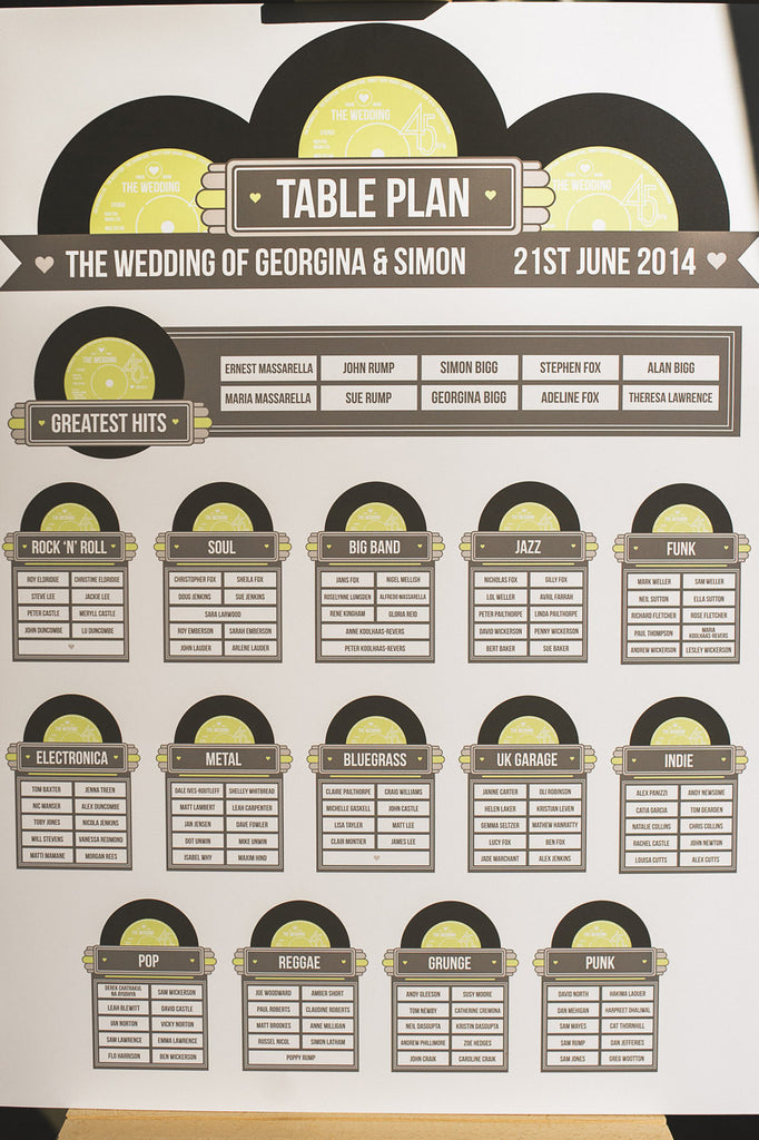 Wedding Table Plan - Printed Vinyl Record Design – Love Me Do Designs
